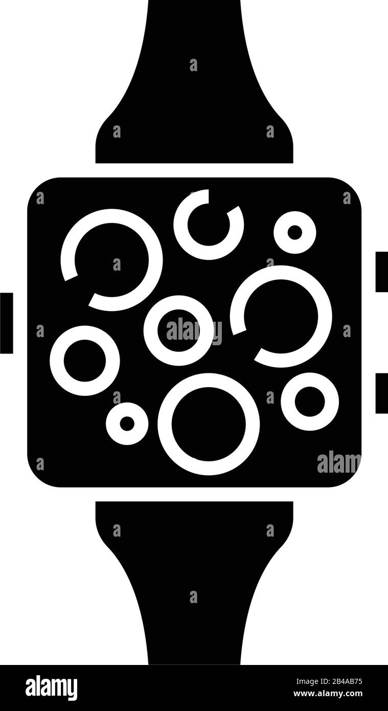 Smart watch black icon, concept illustration, vector flat symbol, glyph ...