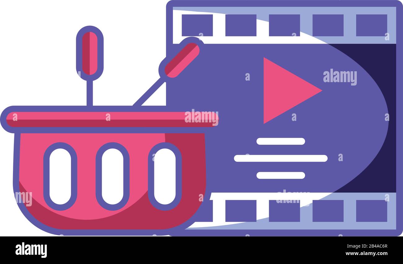 media player frame with play button on white background vector ...
