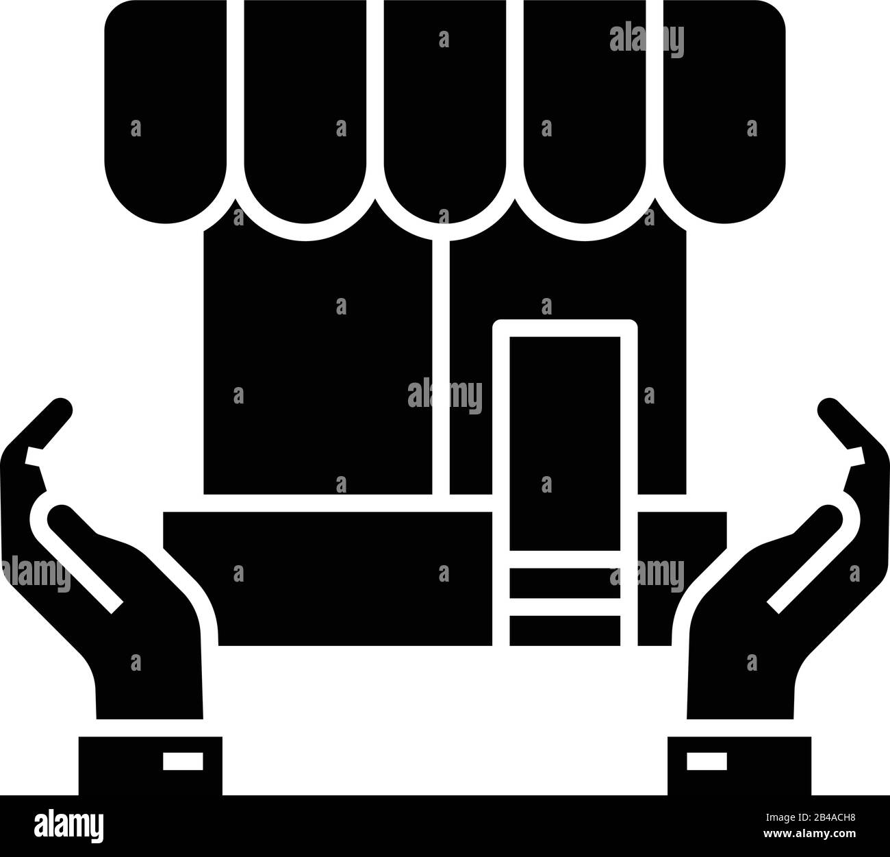 Shop protection black icon, concept illustration, vector flat symbol ...