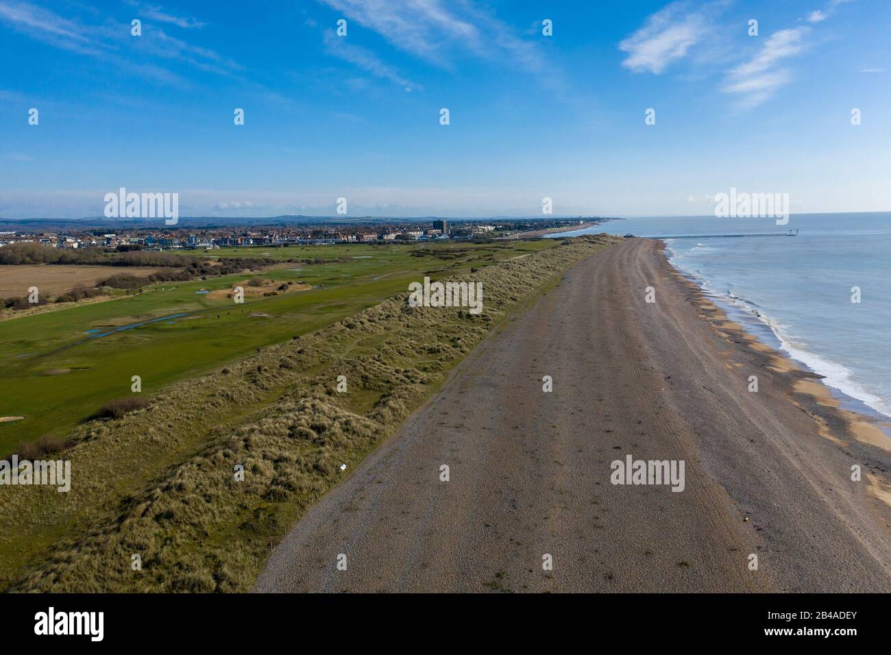 Aerial View of the beautiful links Littlehampton Golf Course which is ...