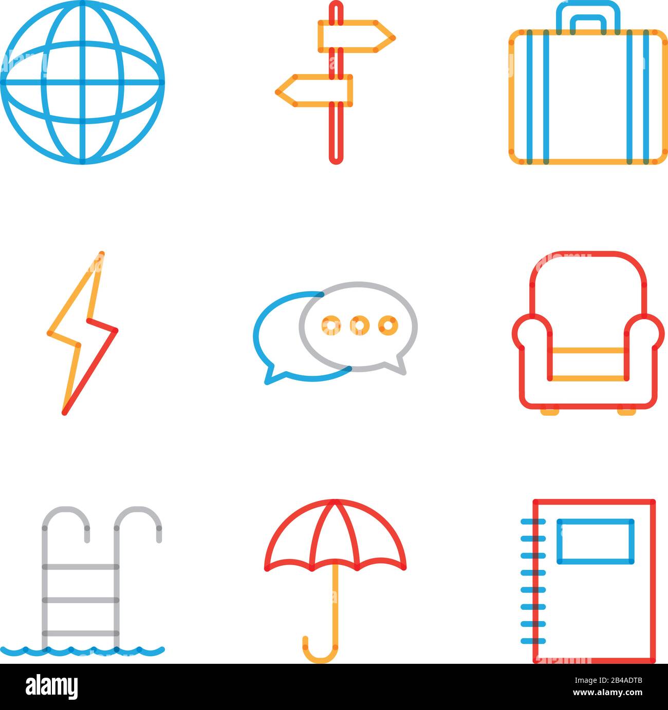 objects multiply line style icon set design, Ornament art cute idea ...