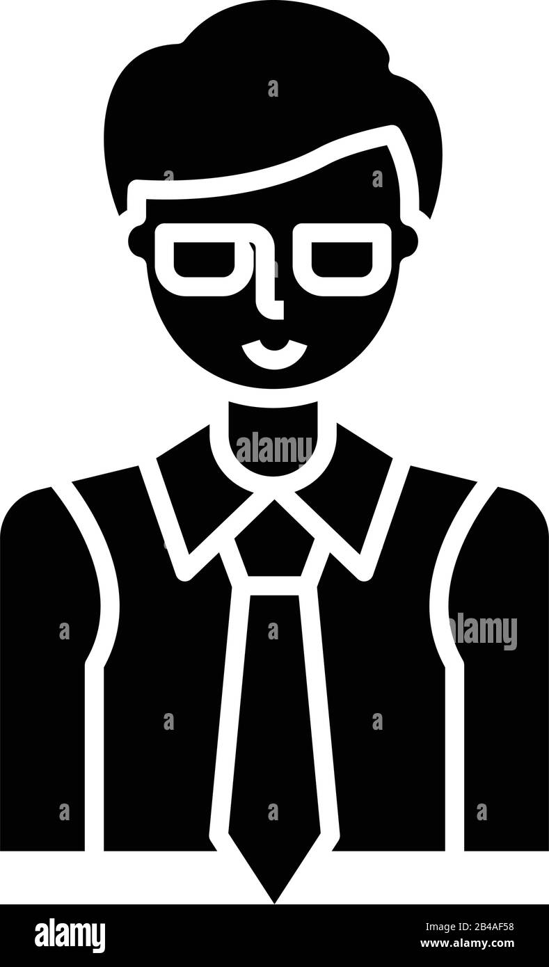 Simple worker black icon, concept illustration, vector flat symbol ...