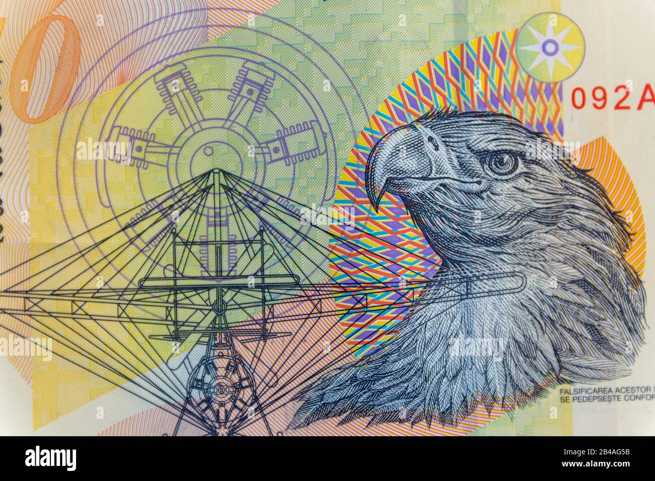 Romanian currency - close up of the 50 RON banknote. Coloseup of RON ...