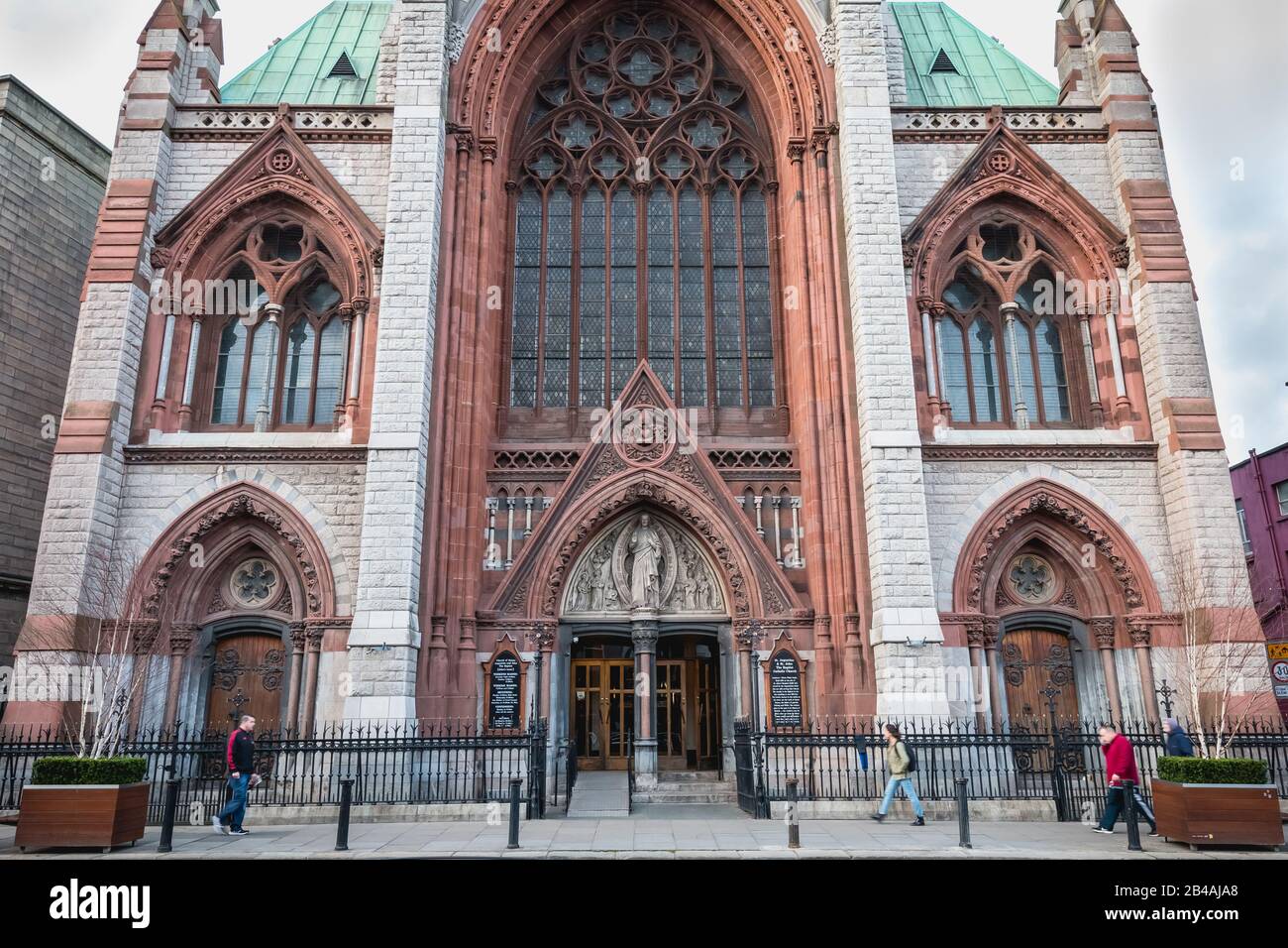 Dublin, Ireland - February 13, 2019: Street atmosphere and architecture ...