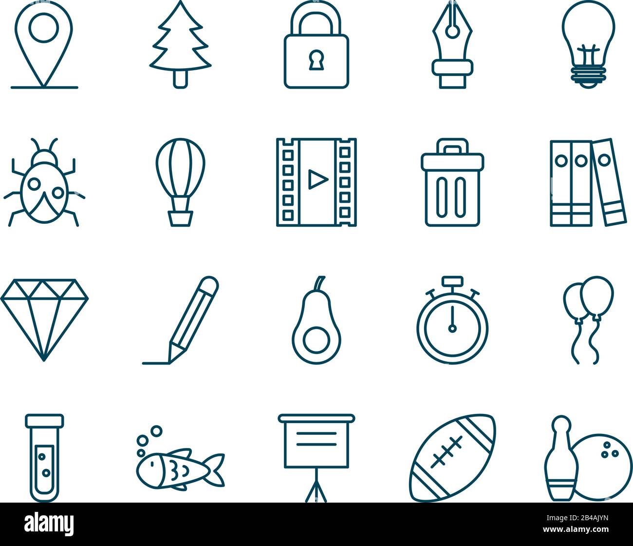 objects line style icon set design, Ornament art cute idea creative and ...