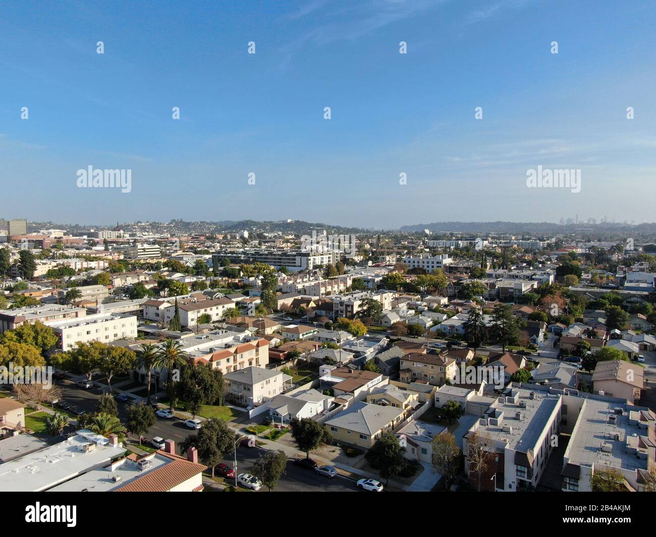 Aerial view of downtown Glendale, city in Los Angeles County ...