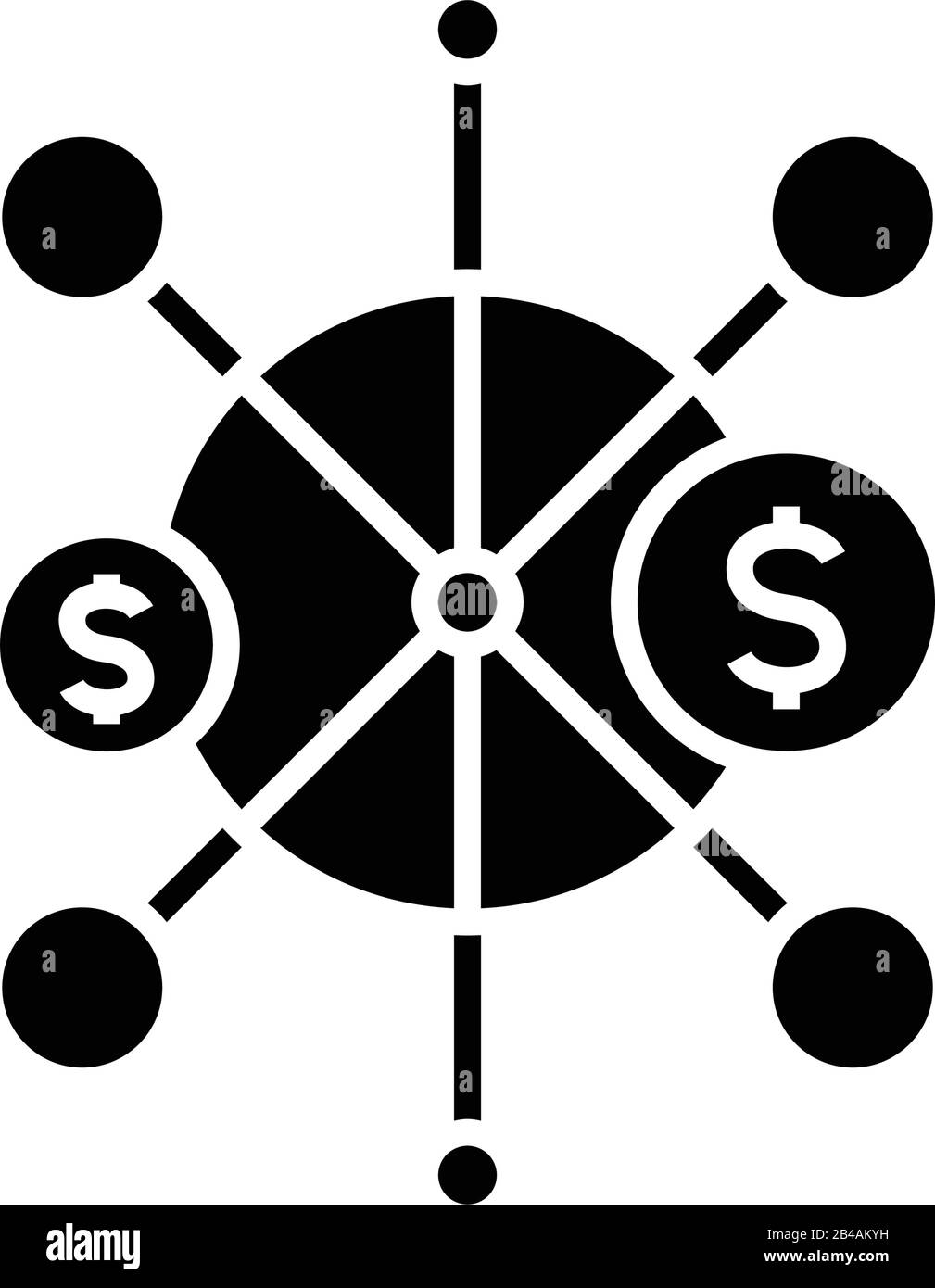 Spreading money black icon, concept illustration, vector flat symbol ...