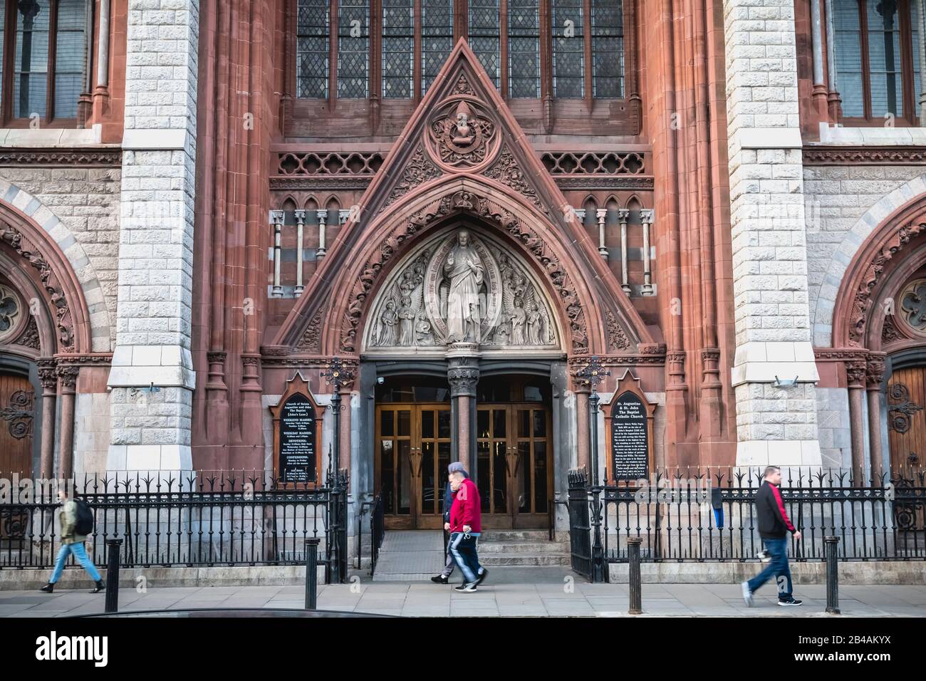 Dublin, Ireland - February 13, 2019: Street atmosphere and architecture ...