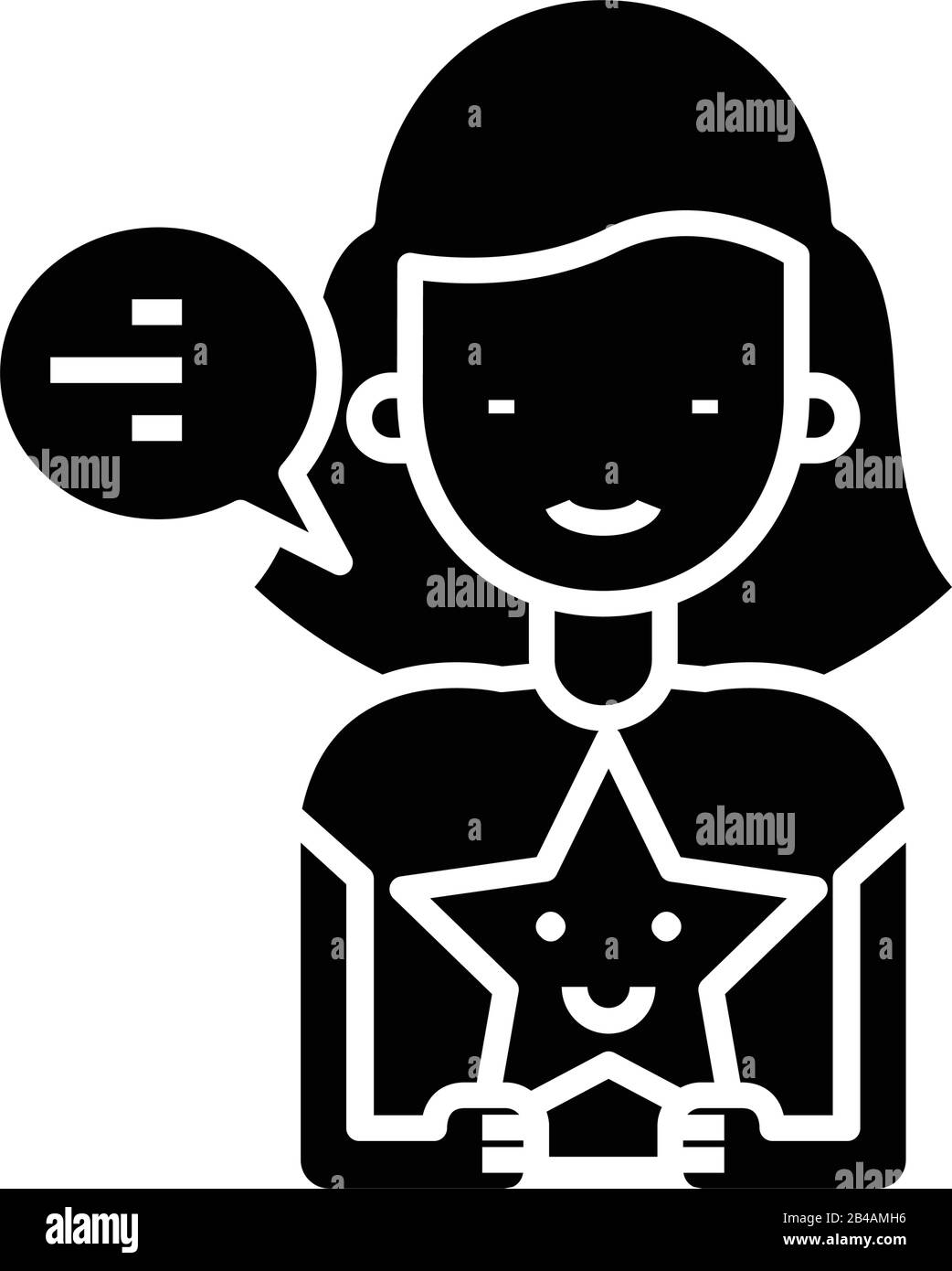 Smiling employee black icon, concept illustration, vector flat symbol ...