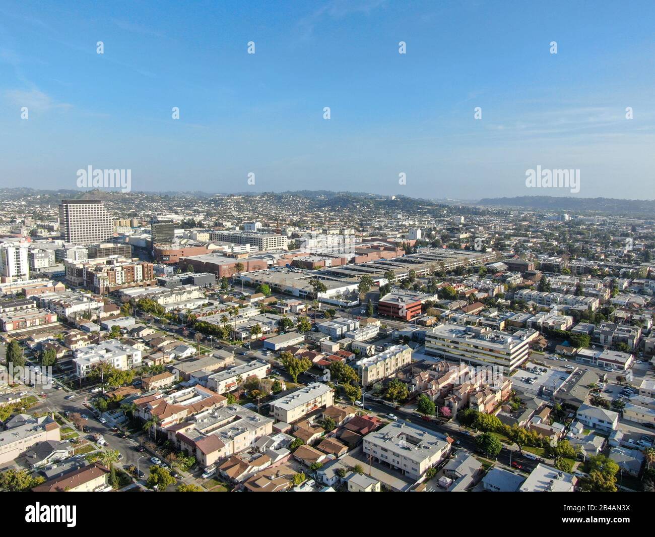 Aerial view of downtown Glendale, city in Los Angeles County ...