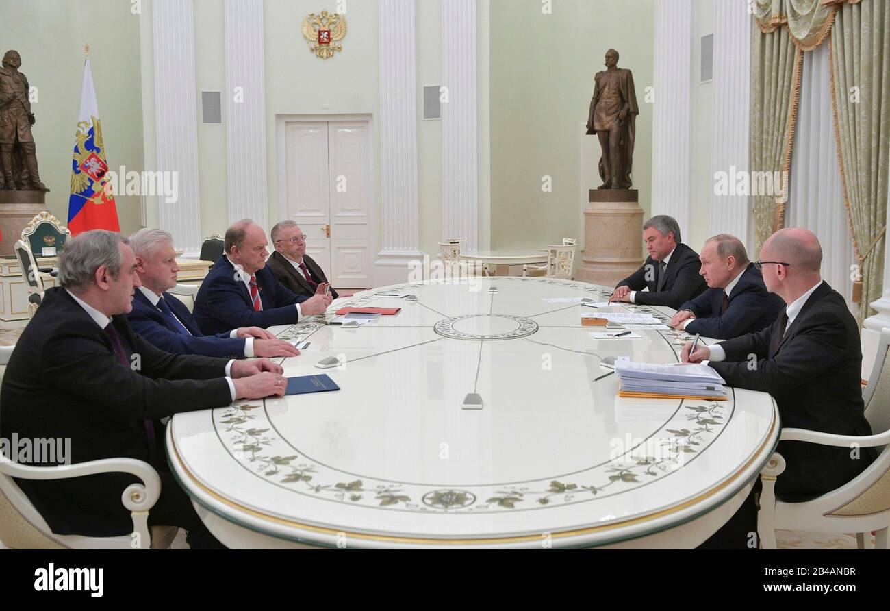 Moscow, Russia. 06th Mar, 2020. Russian President Vladimir Putin chairs ...