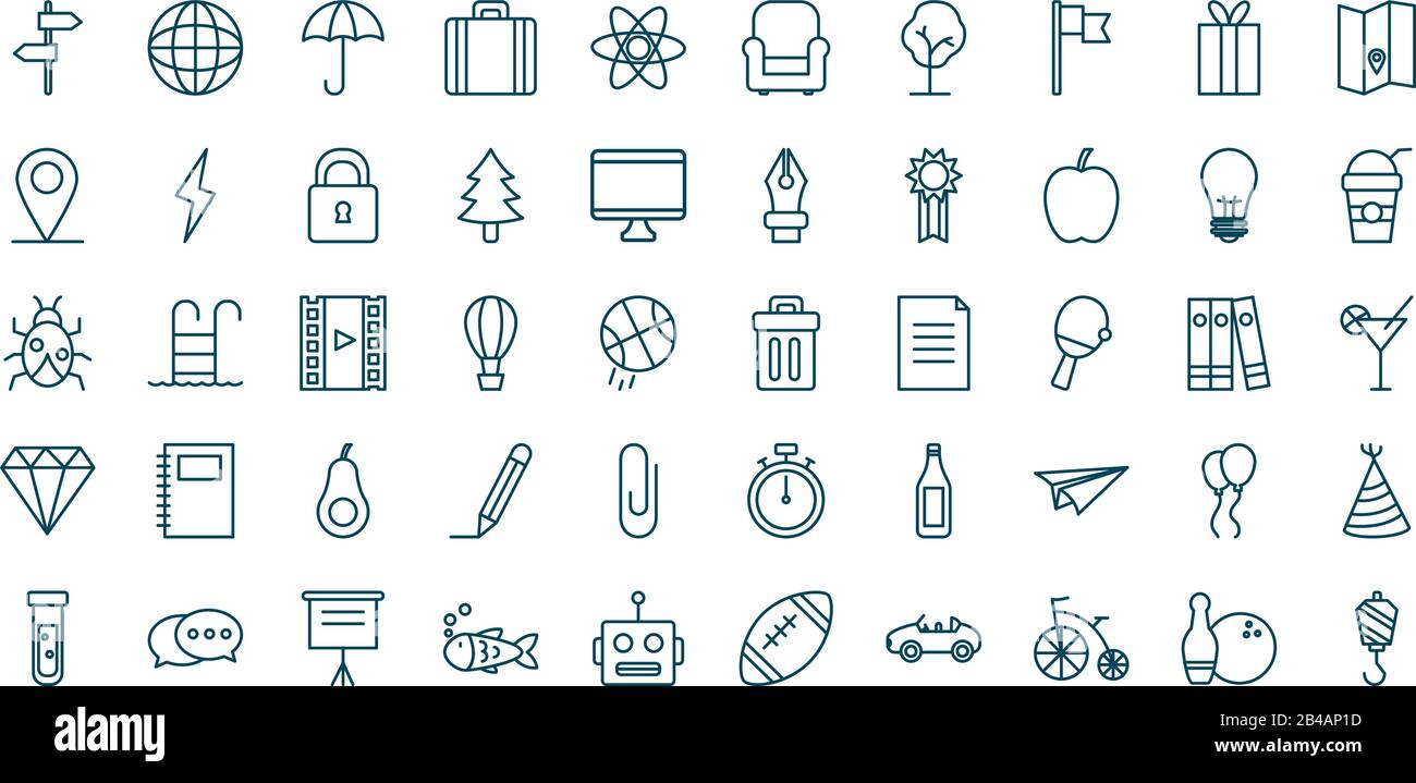 objects line style icon set design, Ornament art cute idea creative and ...