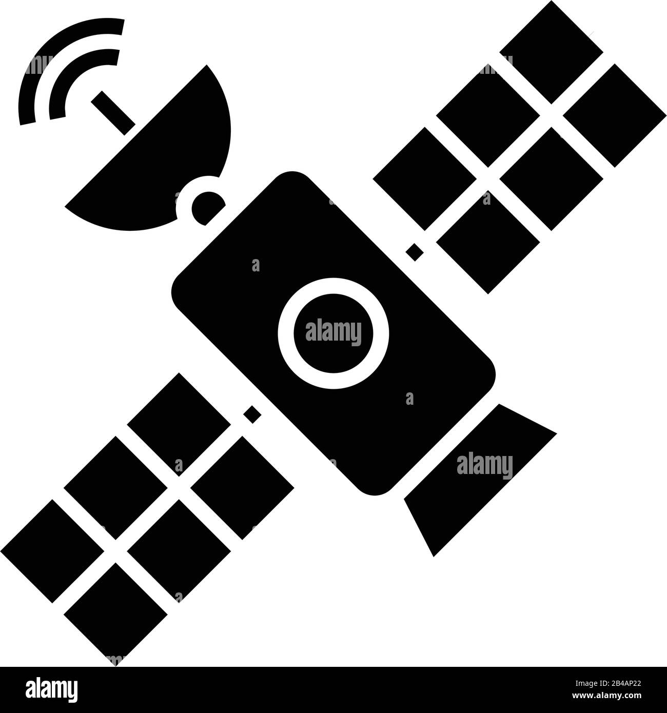 Space satellite black icon, concept illustration, vector flat symbol ...