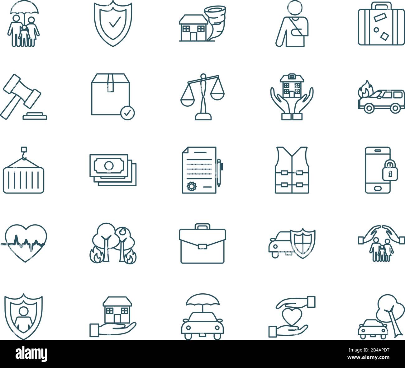 line style icon set design, Insurance health care security protection ...