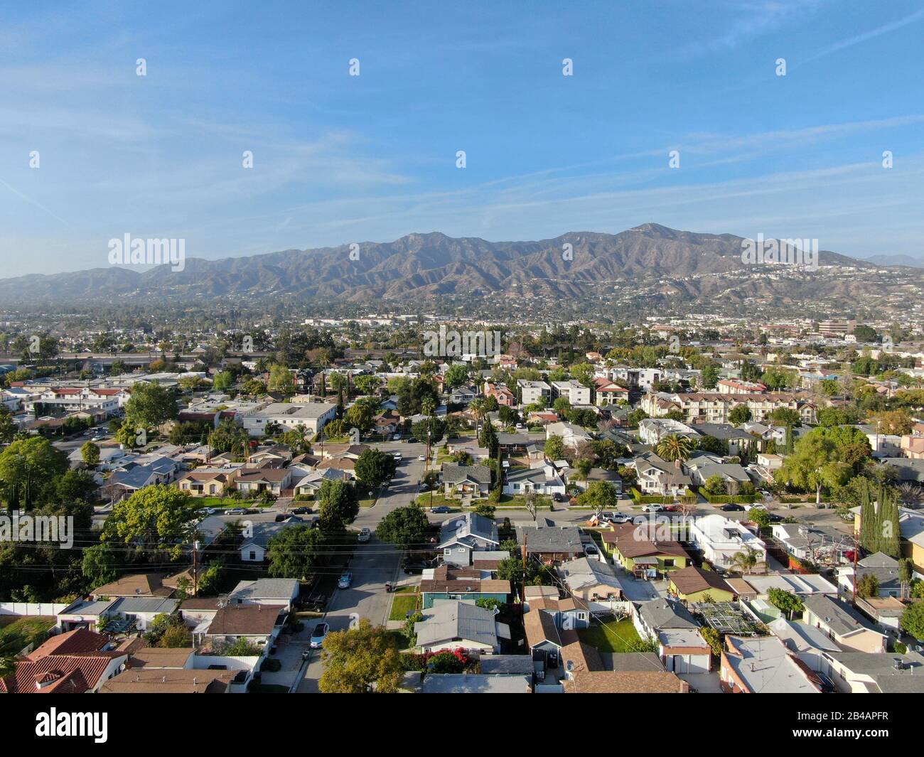 Aerial view of downtown Glendale, city in Los Angeles County ...