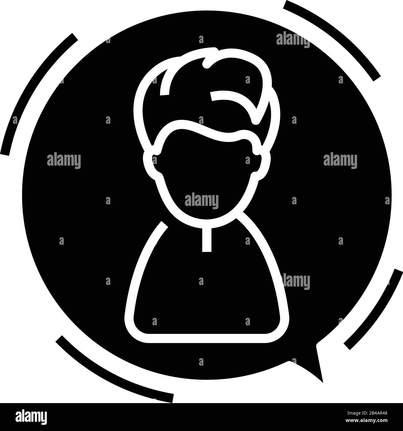 Speaking boy black icon, concept illustration, vector flat symbol ...