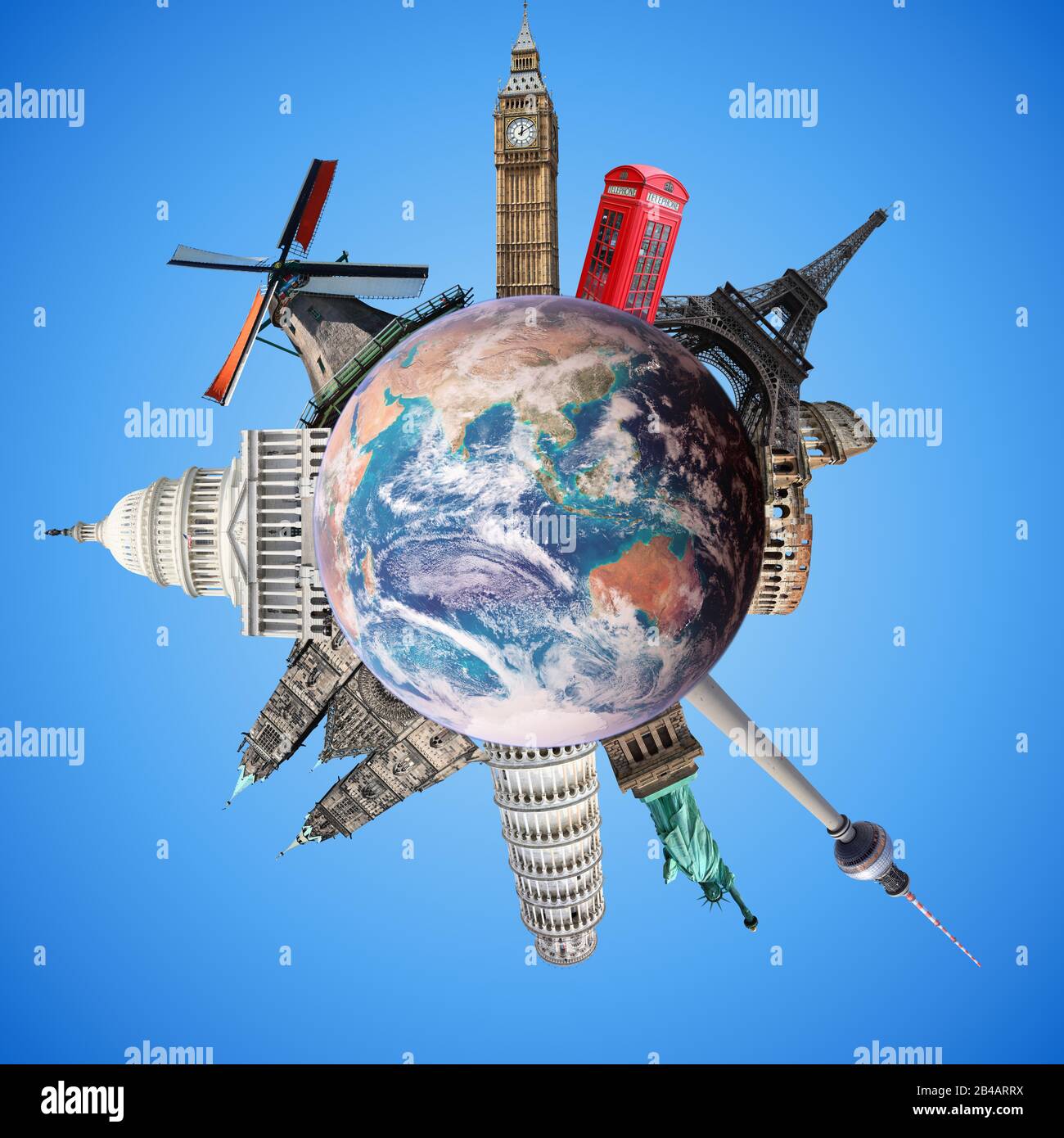 Travel planet. World landmarks and globe. Travel the world concept ...
