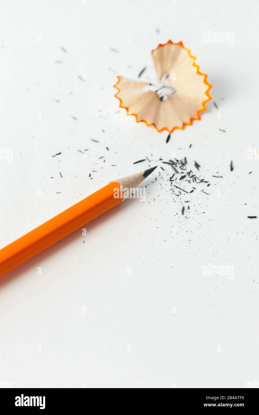 Pencil isolated close up on white background top view Stock Photo - Alamy