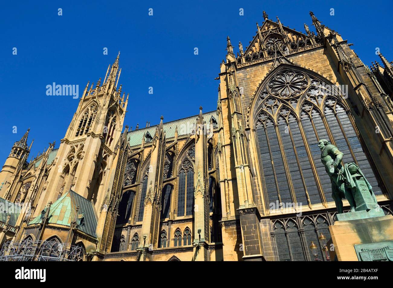 France, Moselle, Metz, the place d'Armes, statue of Marshal Fabert in ...
