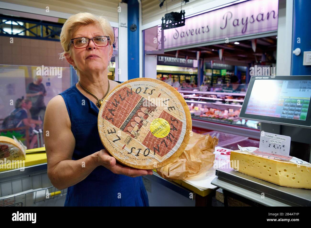 France, Moselle, Metz, Covered Market, delicatessen and restaurant Chez ...