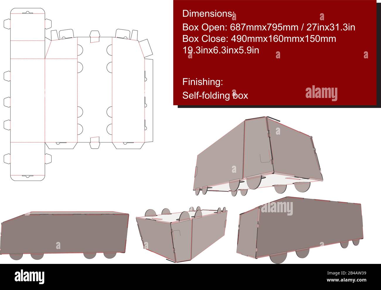 Track box packing self-folding die cut vector Stock Vector Image & Art ...