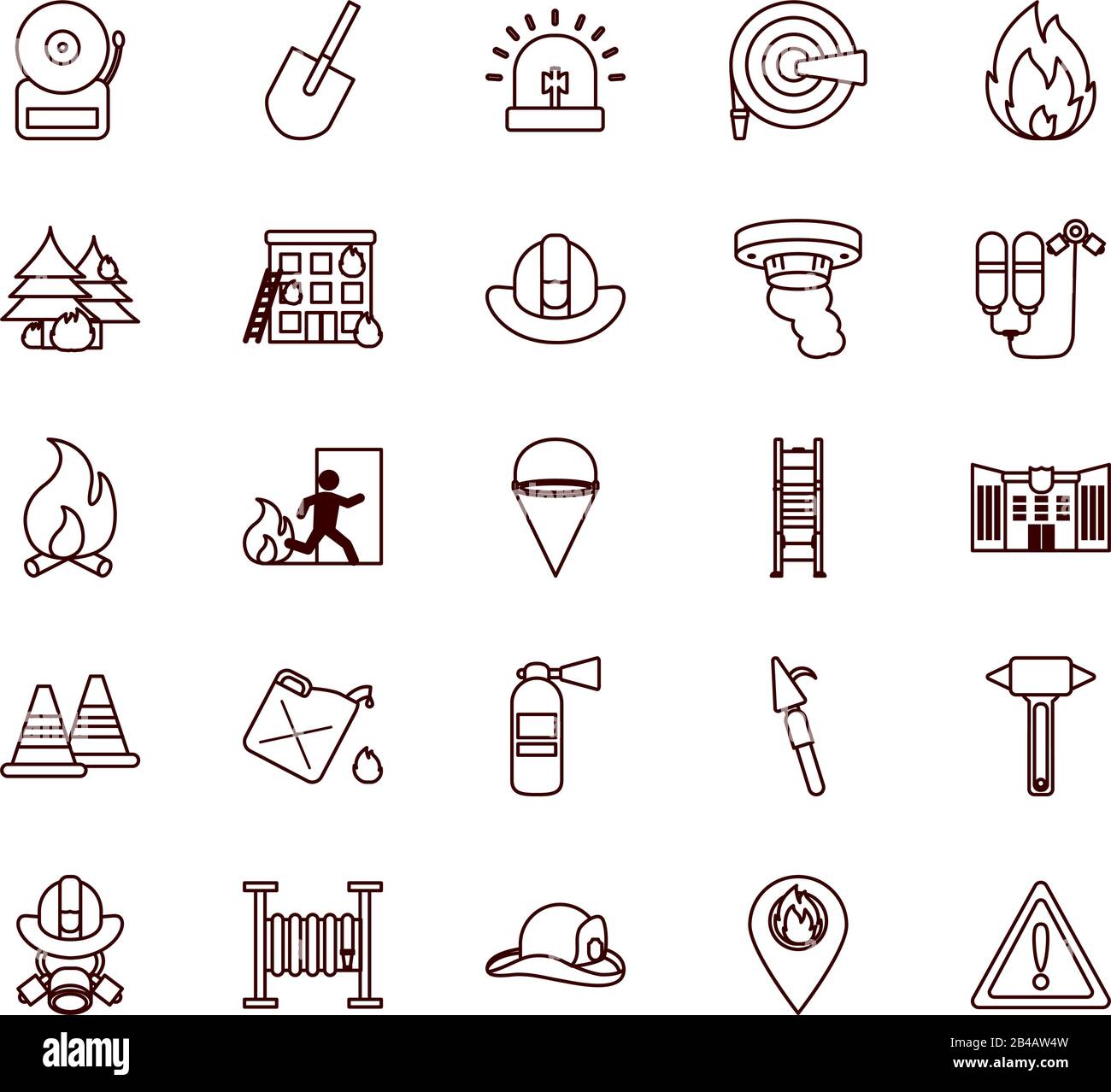 line style icon set design, fire emergency rescue save department 911 ...
