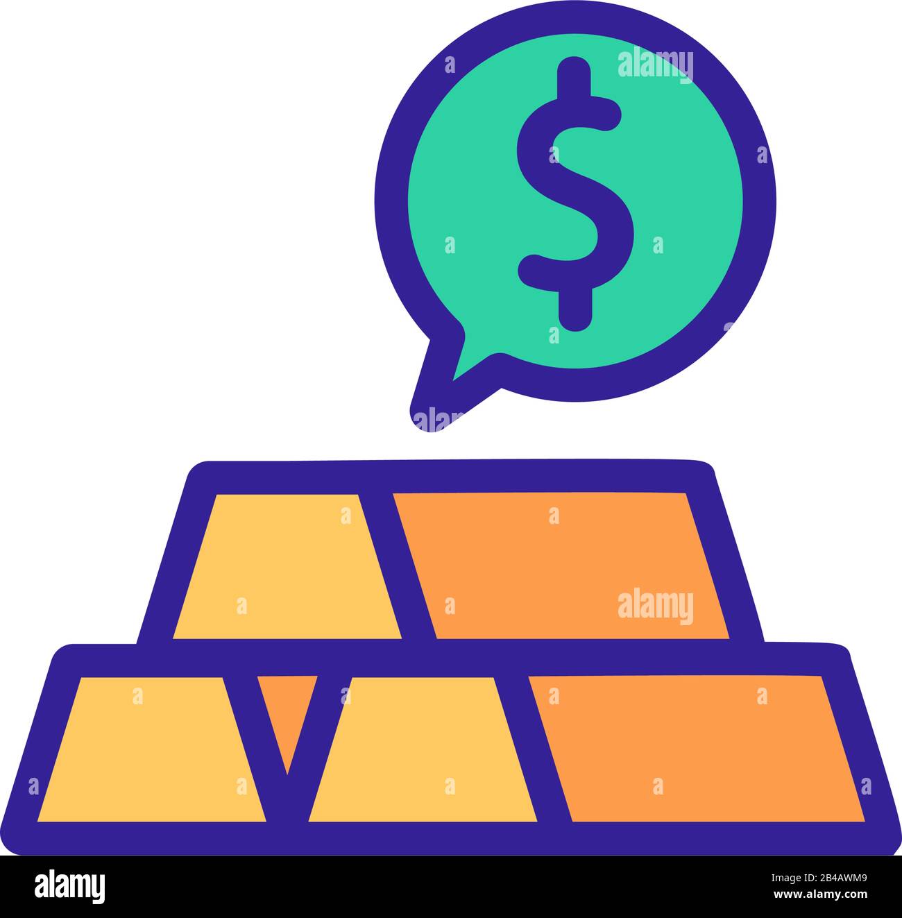 a bar of gold icon vector. Isolated contour symbol illustration Stock ...