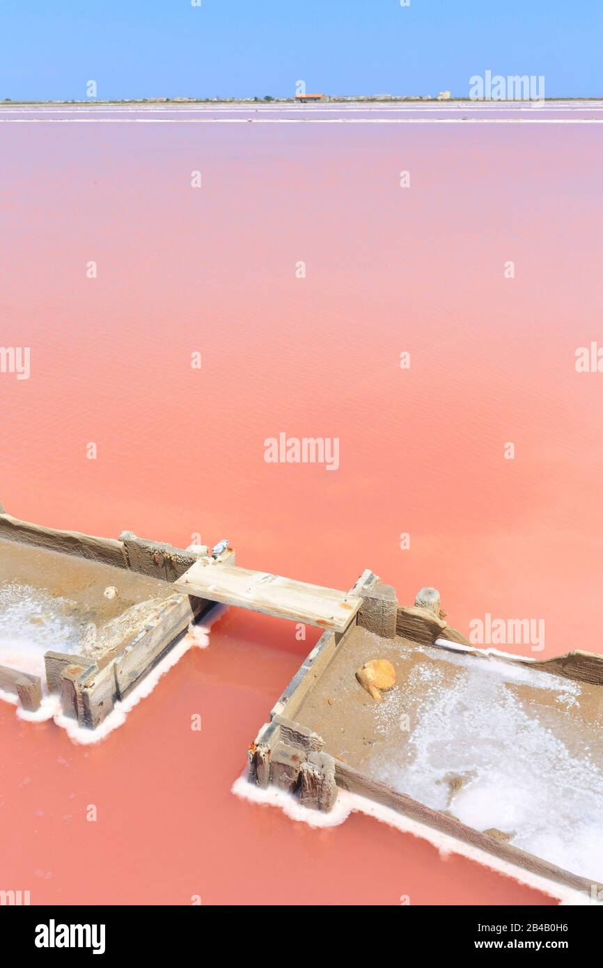 France, Aude, Gruissan, saline from Ile Saint Martin, salt has been ...