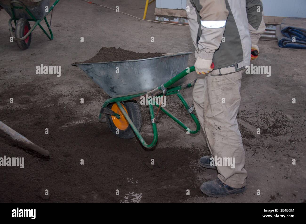 Hand truck for carrying bulk materials at a construction site Stock ...