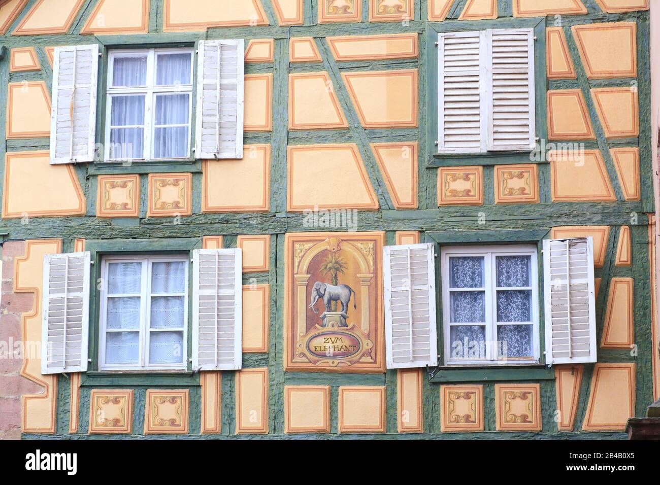 France, Haut Rhin, Ribeauville, place de la Premiere Armee, elephant ...