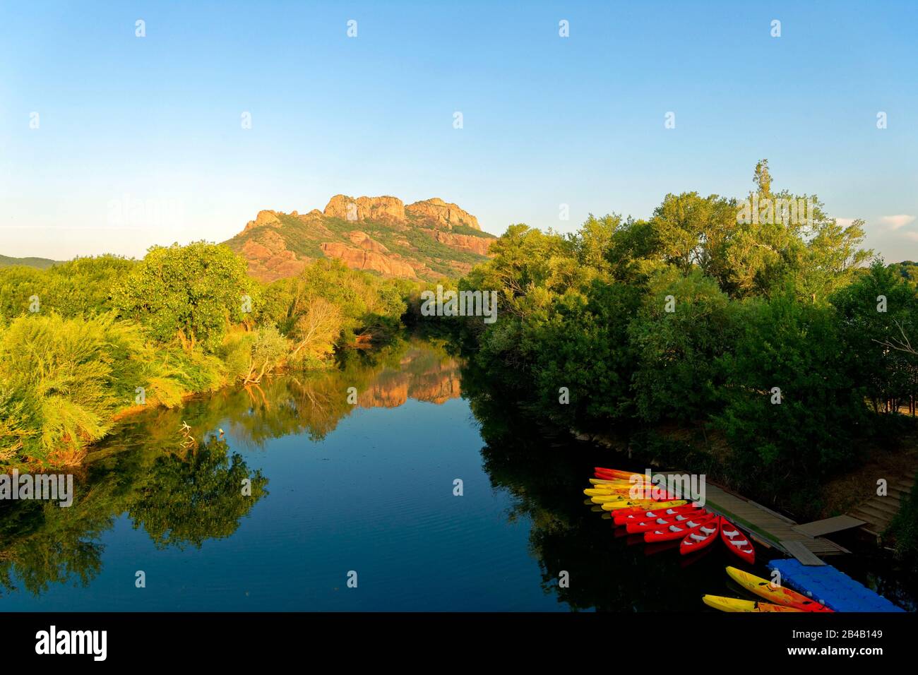France, Var, Roquebrune sur Argens, Argens river and the rock of ...