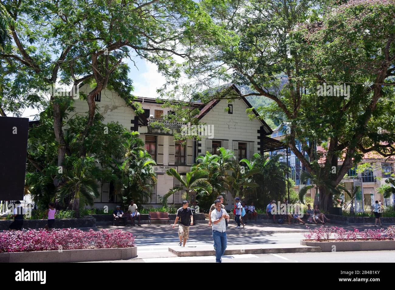 Seychelles, island of Mahe, in the capital Victoria, the main street ...