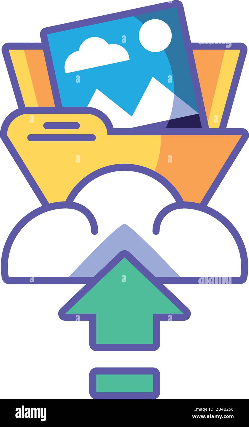 upload information in the cloud in white background vector illustration ...