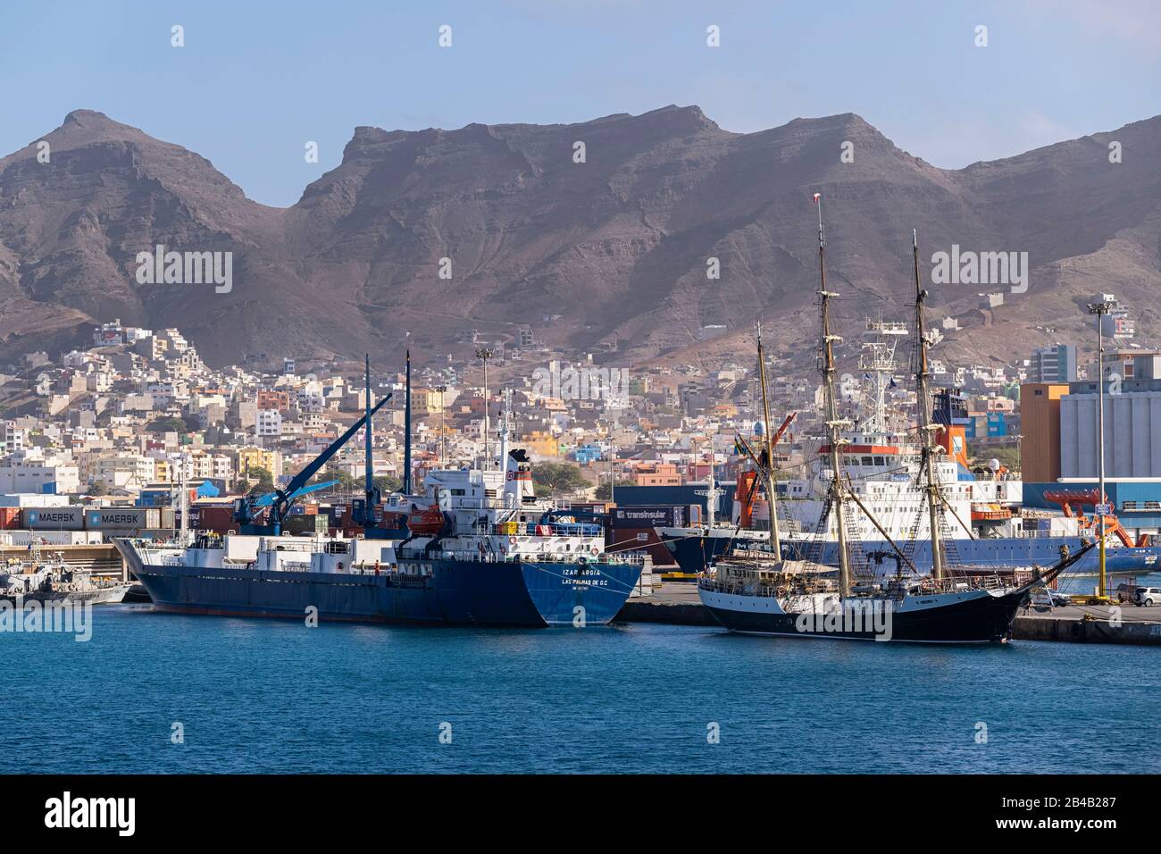 Cape Verde, Sao Vicente island, Mindelo, Porto Grande harbour Stock ...