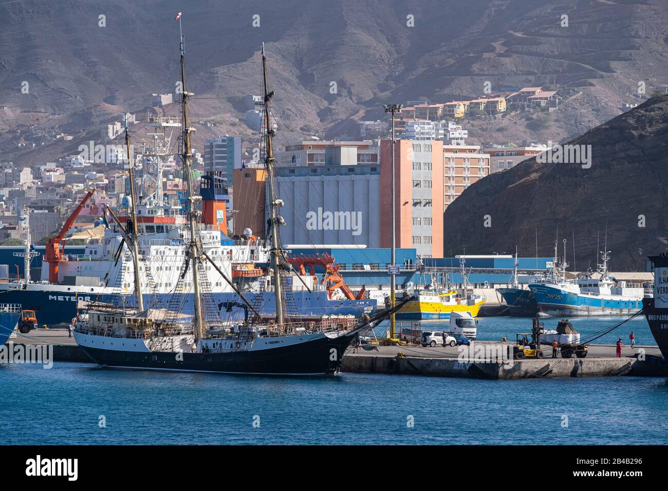 Cape Verde, Sao Vicente island, Mindelo, Porto Grande harbour Stock ...