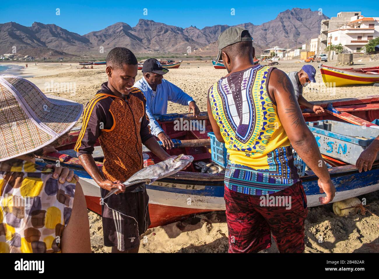 Cape Verde, Sao Vicente island, Sao Pedro, fishing village and ...