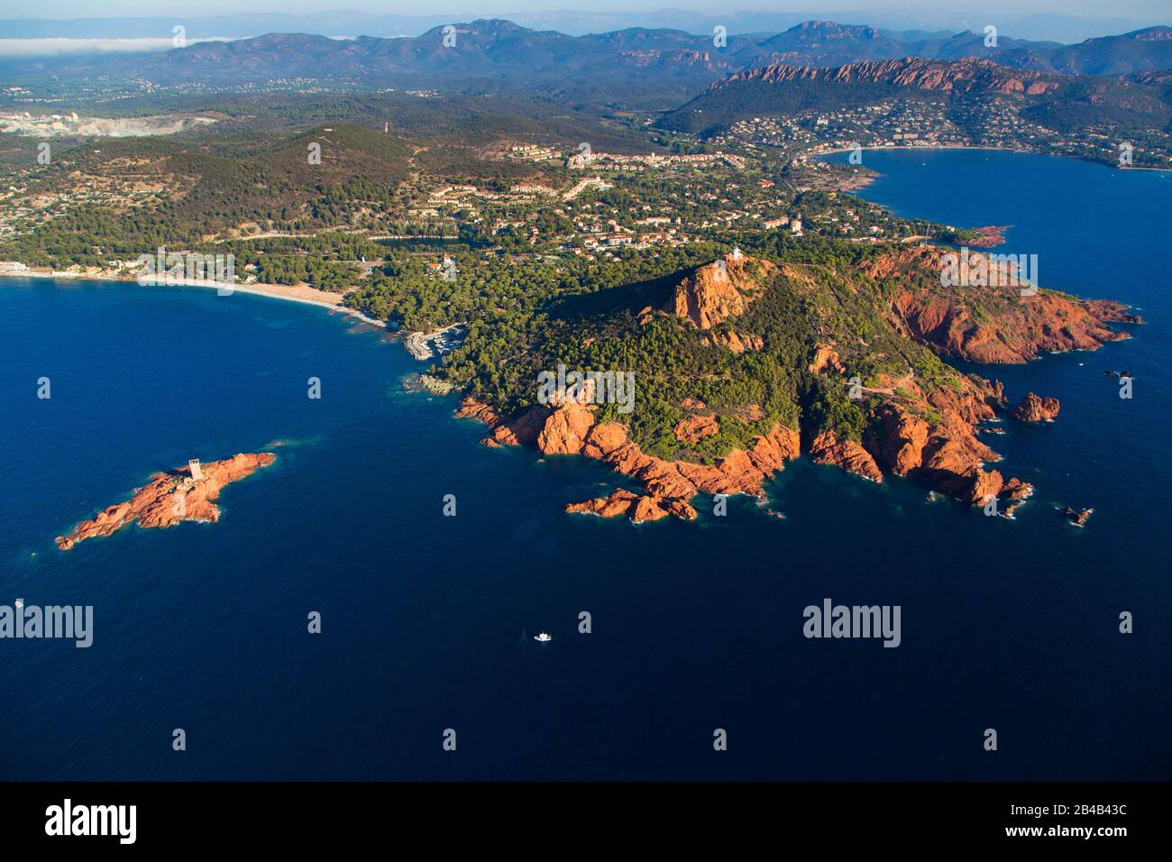 France, Var, coast of the commune of Saint Raphaël, Esterel massif ...