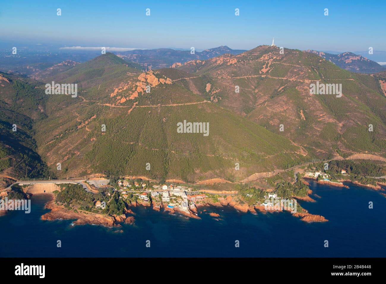 France, Var, coast of the town of Saint Raphaël, Esterel massif, Le ...