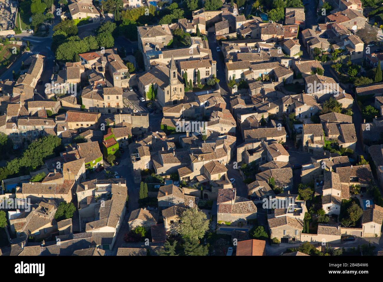 France, Gard, Saint Maximin and the Racine castle (aerial view Stock ...