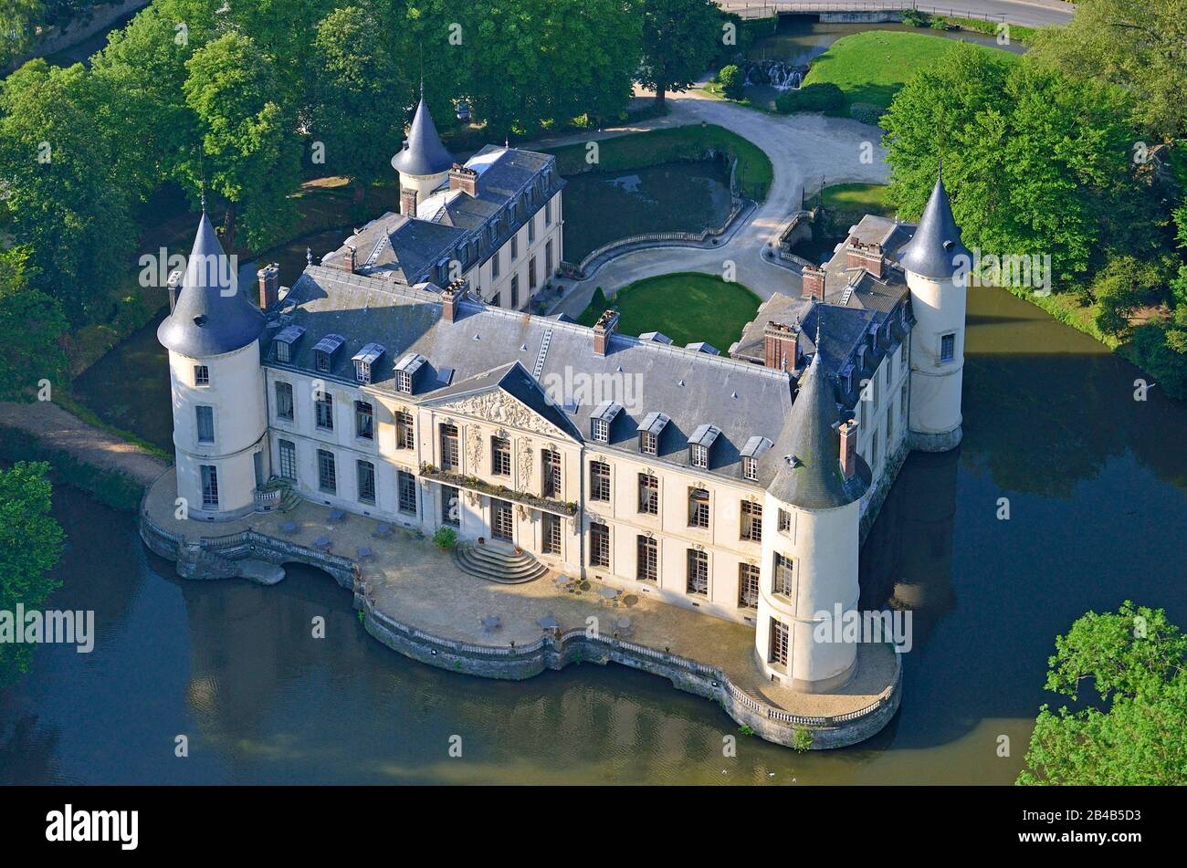 France, Oise, Ermenonville, the castle of Ermenonville (aerial view ...