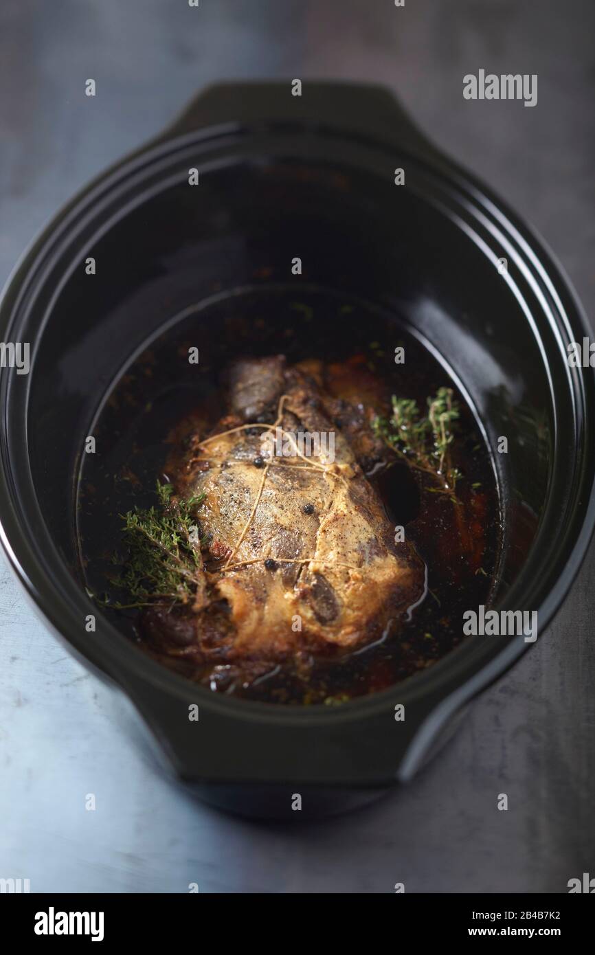 Simmered, leg of beef Stock Photo - Alamy
