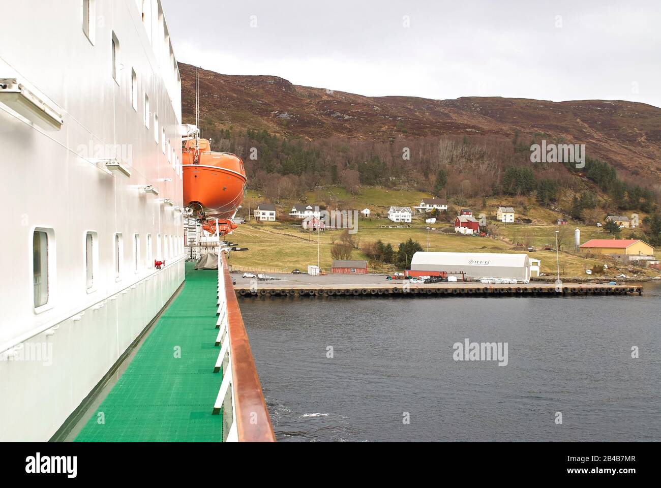The Hurtigruten terminal in the small harbour of Torvik-Herøy on the ...
