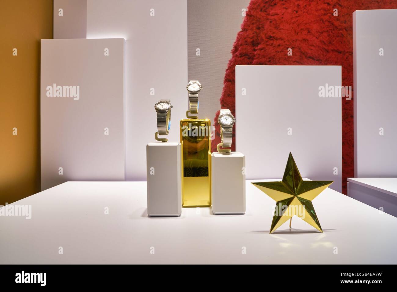 HONG KONG, CHINA - CIRCA JANUARY, 2019: watches on display at Omega ...