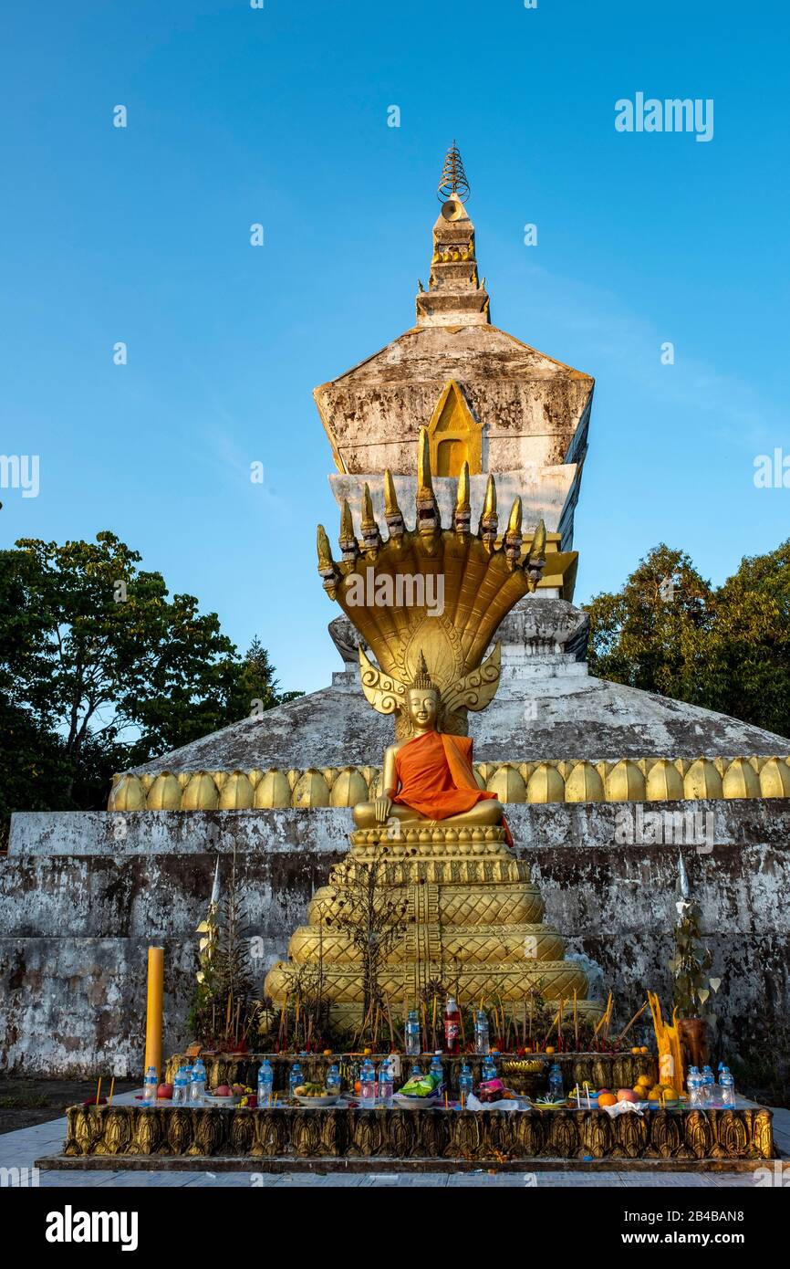 Laos, Phongsaly province, Phongsaly town, the stupa of Phufa mountain ...