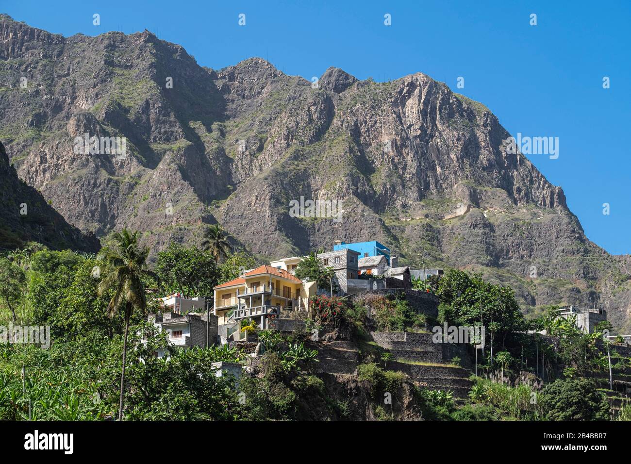Cape Verde, Santo Antao island, the green valley of Ribeira da Torre ...