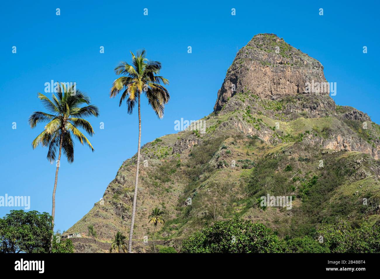 Cape Verde, Santo Antao island, the green valley of Ribeira da Torre ...