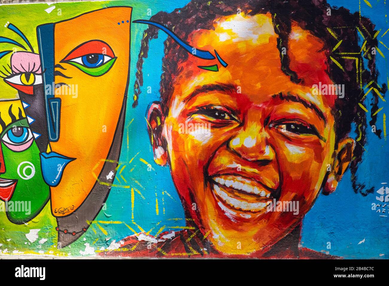 Cape Verde, Santiago island, Praia, capital of Cape Verde, mural in ...