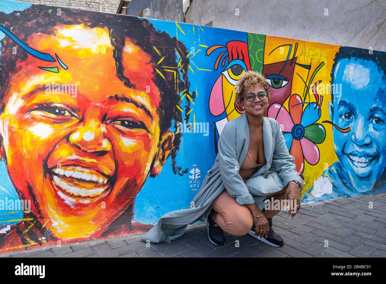 Cape Verde, Santiago island, Praia, capital of Cape Verde, mural in ...