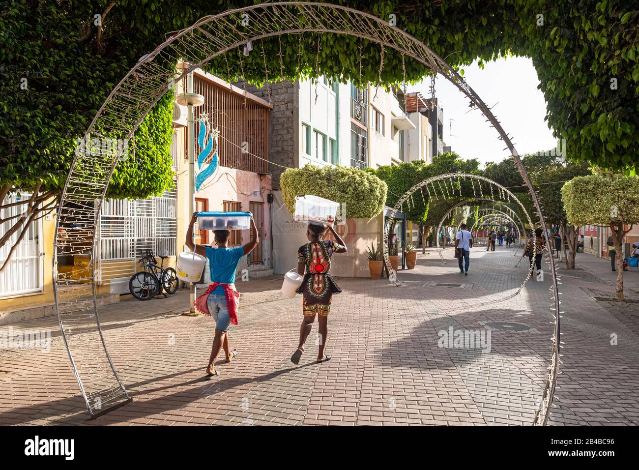 Cape Verde, Santiago island, Praia, capital of Cape Verde, pedestrian ...