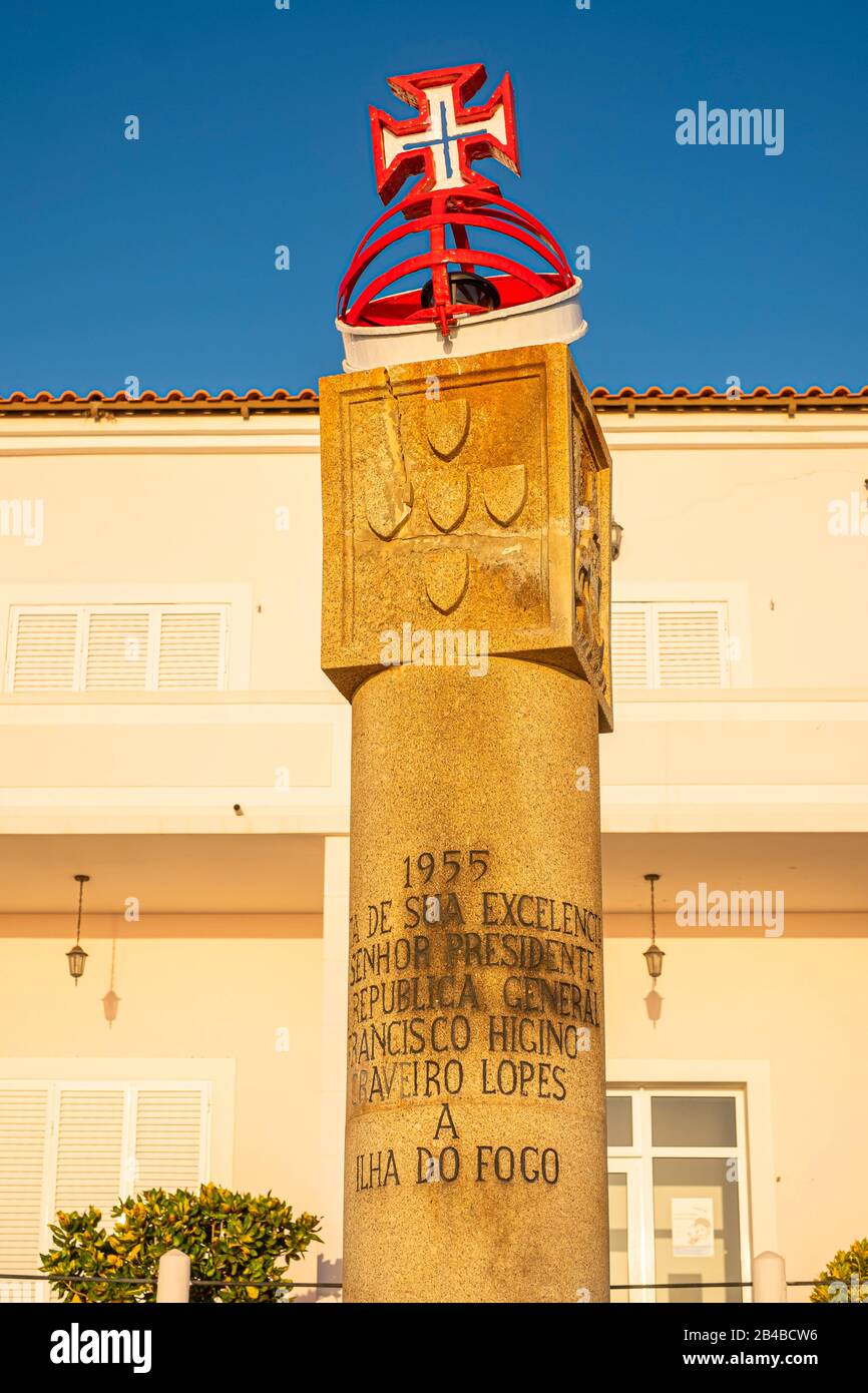 Cape Verde, Fogo island, Sao Filipe, historic centre, monument in honor ...